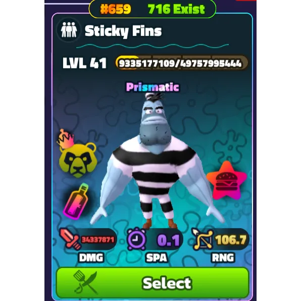 STICKY FINS NC (PP) LVL 40 *NEW PRISMATIC UNIT - SPONGEBOB TOWER ...