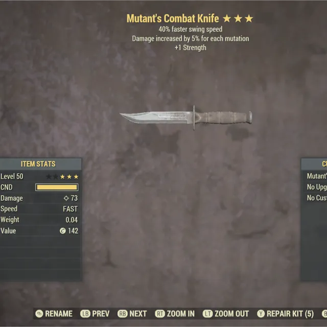 Weapon | Combat Knife MSS1S - Fallout 76 Game Item - Gameflip