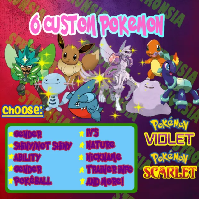 Choose 6 Custom Pokémon || Shiny, Max IVs/EVs, Ability, Nature, Etc ...