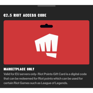 €2.50 Riot Points EU - Riot Points Gift Cards - Gameflip