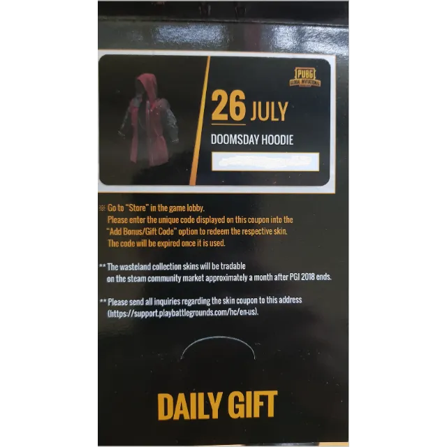 [PUBG] Wasteland DOOMSDAY HOODIE Skin code (2018 PGI Berlin limited Skin) / Auto delivery ...