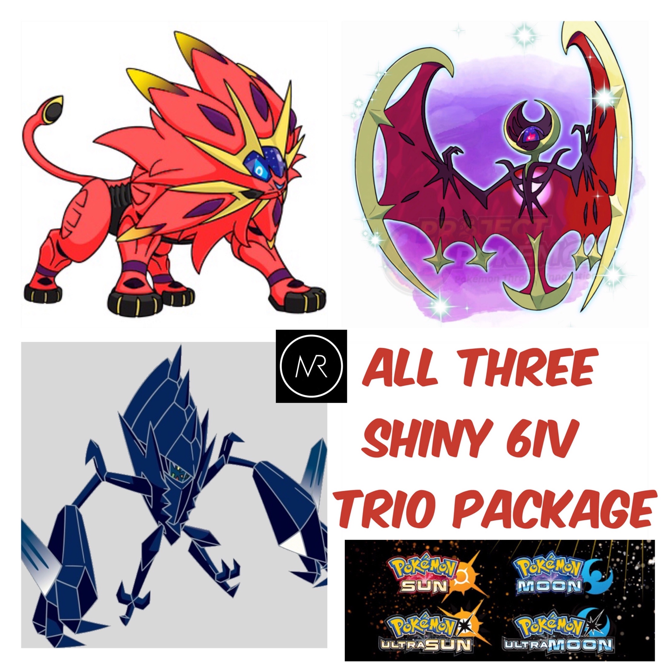 All Three Alolan Event Shiny Legendary Pokemon Ultra Sun Ultra Moon Sun ...
