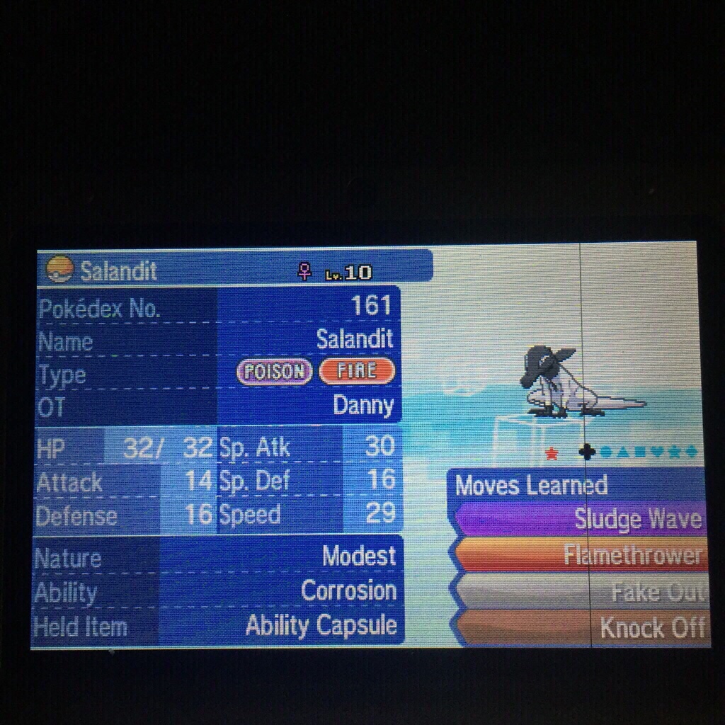 Shiny 6IV Salandit Pokemon Sun and Moon 3DS Nintendo Alola Alolan Gamefreak - 3DS Games - Gameflip