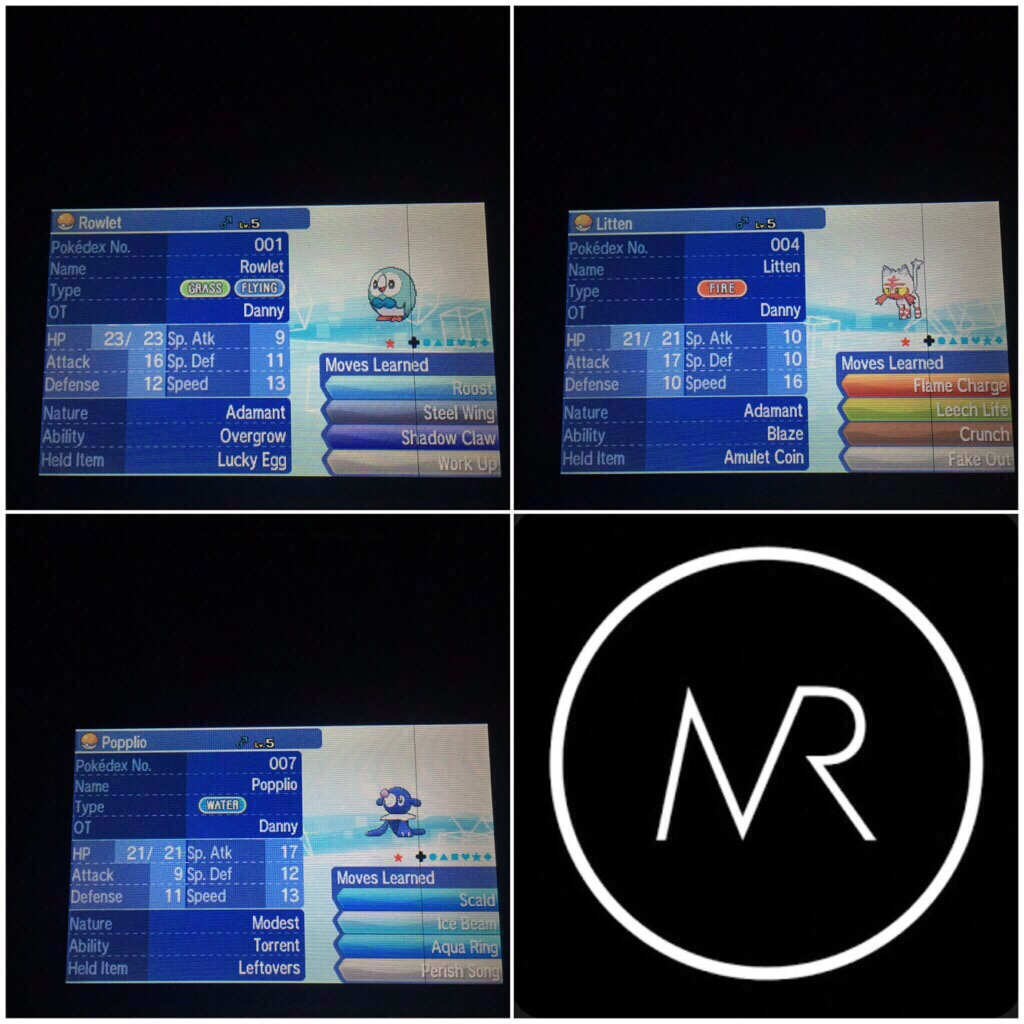 ALL 3 Shiny 7th Gen Alola Starters Pokemon Sun and Moon 3DS Nintendo ...