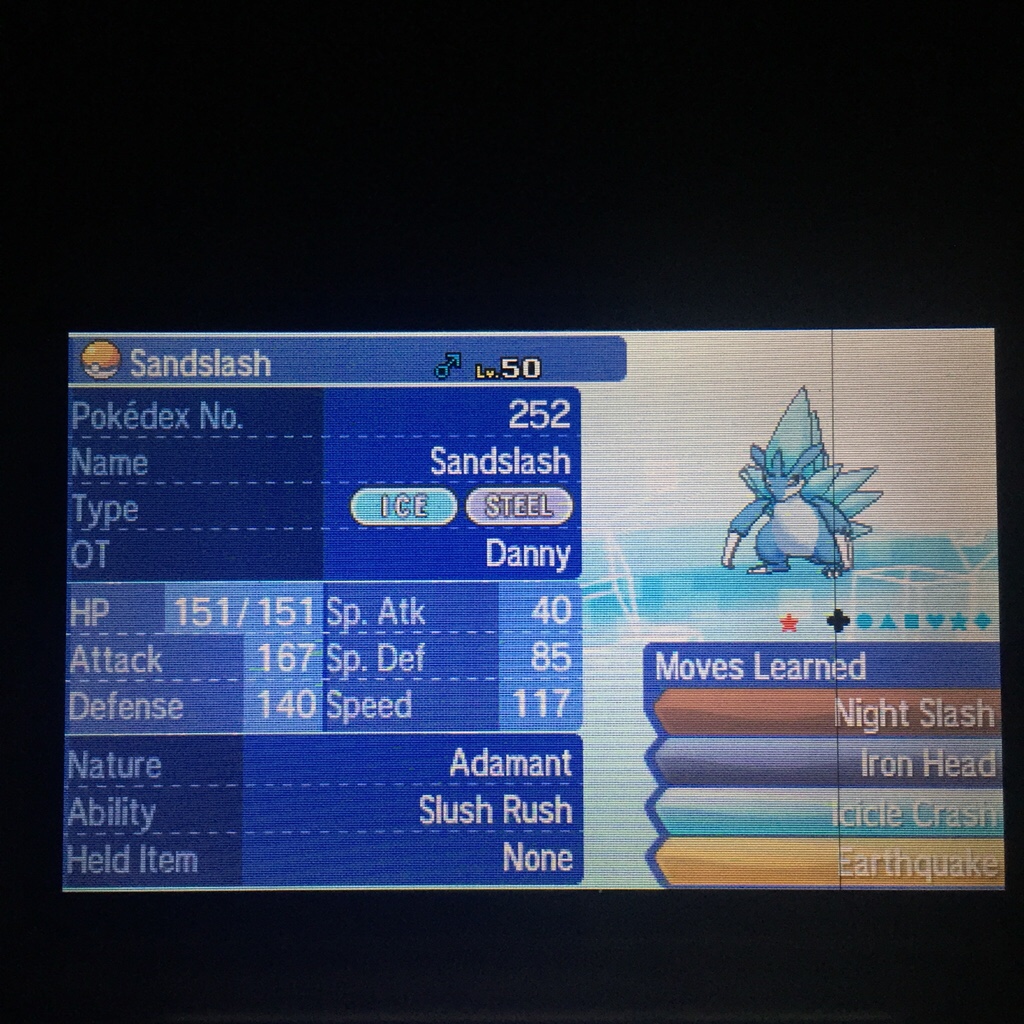 Shiny 6IV Alolan Sandslash Pokemon Sun and Moon 3DS Nintendo Alola ...