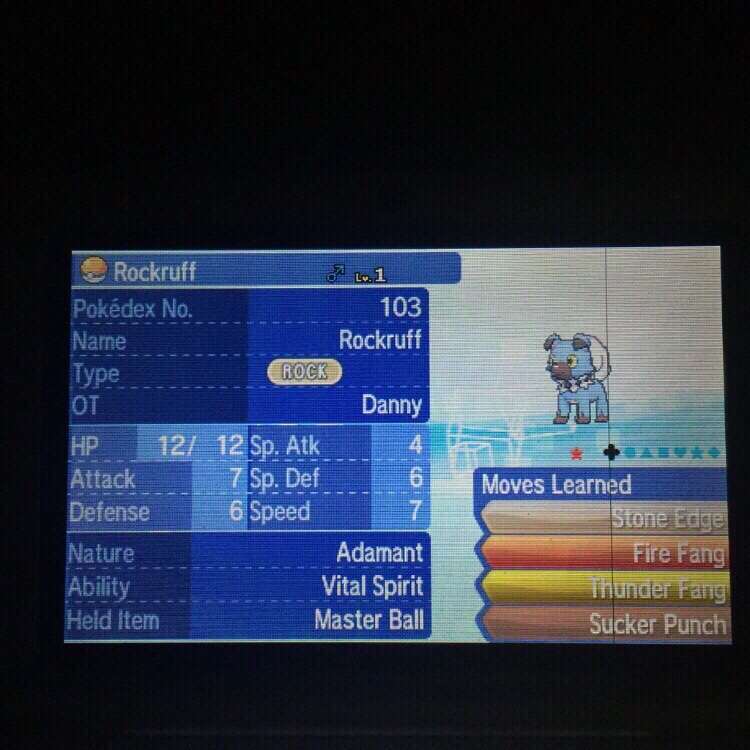 Shiny 6IV Rockruff w/ Egg moves Pokemon Sun and Moon 3DS Nintendo Alola ...