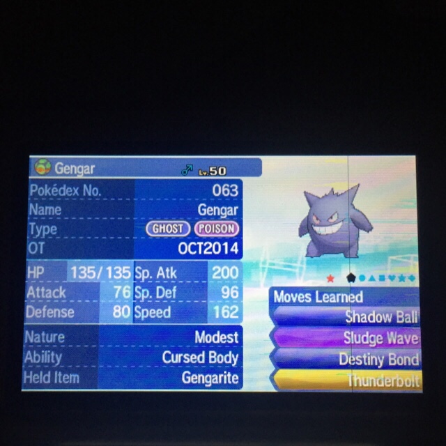 Shiny Event 6IV Gengar Sludge Wave Pokemon Sun and Moon 3DS Nintendo ...