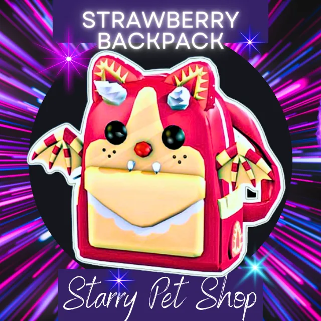 STRAWBERRY Shortcake Bat Dragon BACKPACK Adopt Me Pet Wear - Adopt Me ...