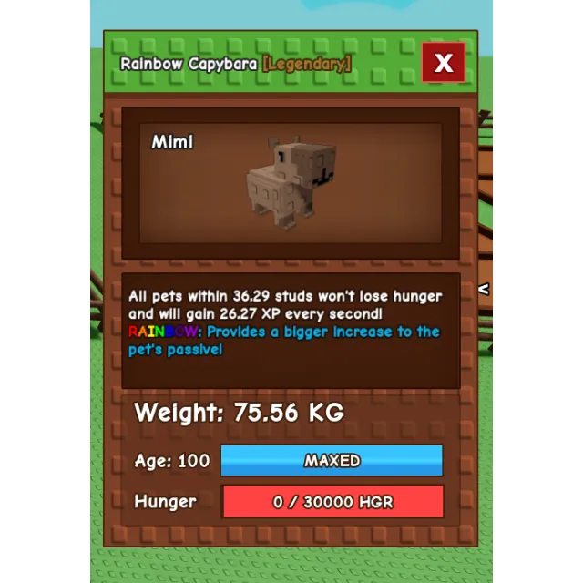 Rainbow Titanic/Huge Capybara 75.56 kg Grow A Garden - Roblox Game Item ...