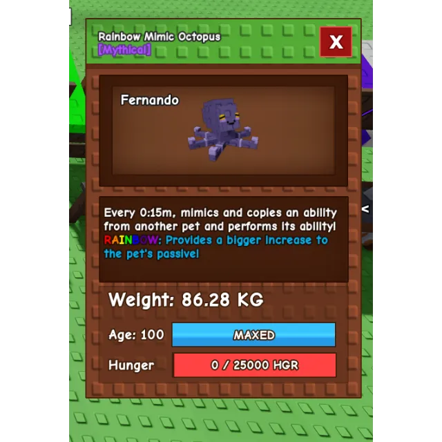 Rainbow Titanic/Huge Mimic Octopus 86.26 kg Grow A Garden - Roblox Game ...