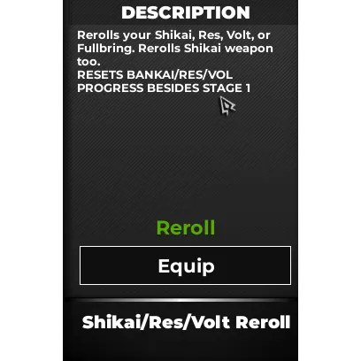 100x shikai/res/volt rerolls - Type Soul - Type Soul Game Item - Gameflip
