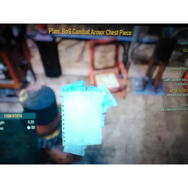 Plan | BOS Combat Armor plans - Fallout 76 Game Items - Gameflip