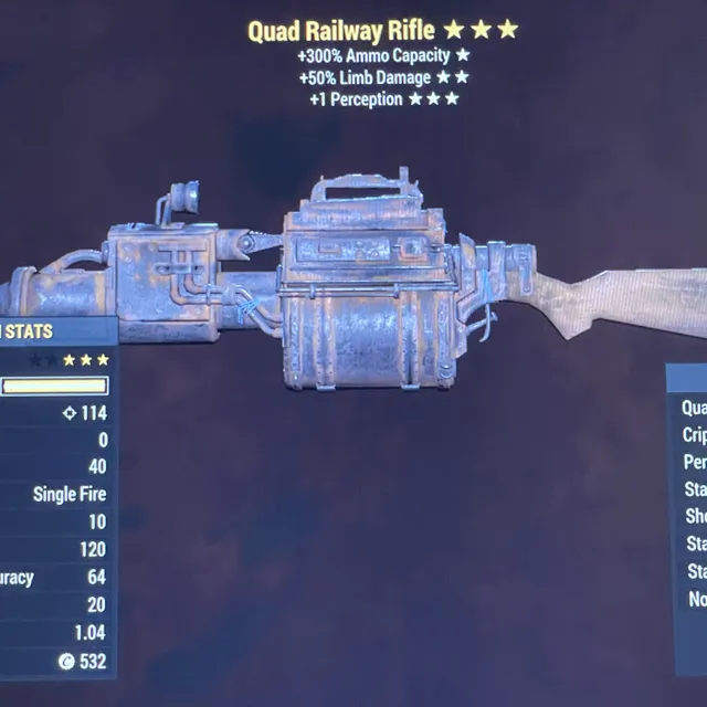Quad Limb Railway Rifle - Fallout 76 Game Items - Gameflip