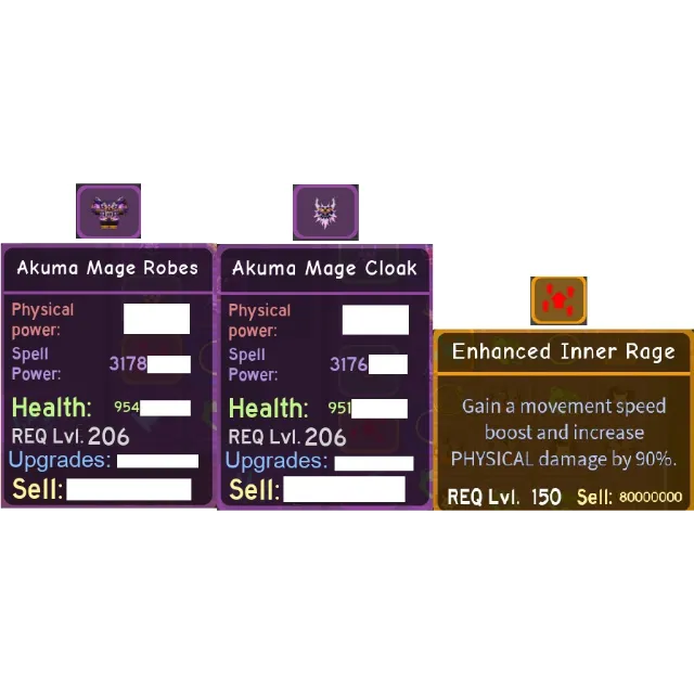 Akuma Mage Set & EIR - Dungeon Quest Game Items - Gameflip