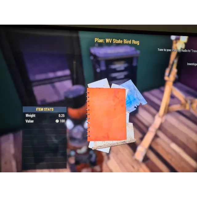 Plan | WV State Bird Rug plan - Fallout 76 Game Item - Gameflip