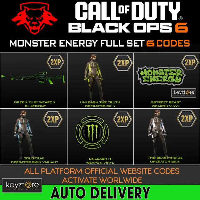 Call of Duty Black Ops 6 Monster Energy Full Set⚡ Complete Rewards ⚡ ...