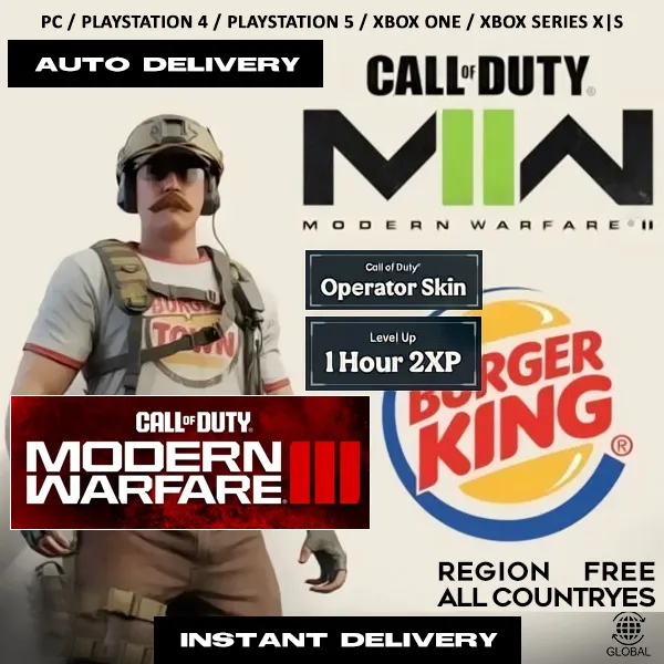 Burger King Operator Skin + 1 Hour 2XP⚡ [ 𝐈𝐍𝐒𝐓𝐀𝐍𝐓 𝐃𝐄𝐋𝐈𝐕𝐄𝐑𝐘 ]⚡ COD ...