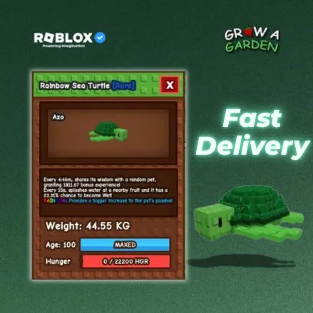 HUGE RAINBOW SEA TURTLE - Grow a Garden Game Item - Gameflip
