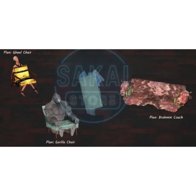 BRAHMIN COUCH, GORILLA & GHOUL CHAIR - Fallout 76 Game Item - Gameflip