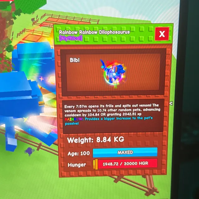 2X Rainbow Hatched Dilo - Grow a Garden Game Item - Gameflip