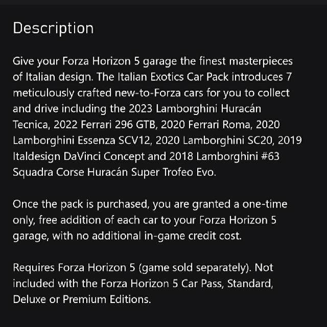 Forza Horizon 5: Italian Exotics Car Pack 🇺🇸 USA 🇺🇸 - XBox One Games ...