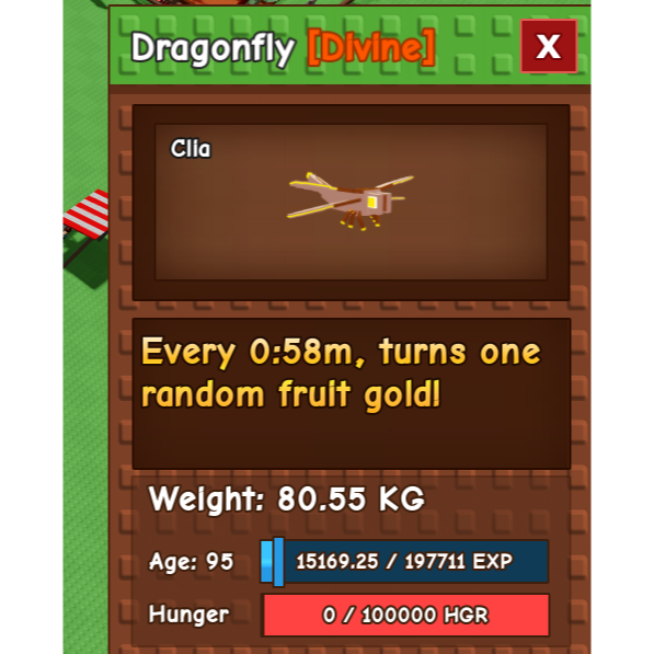 80KG TITANIC/HUGE/GIANT DRAGONFLY 80KG - Grow a Garden Game Item - Gameflip