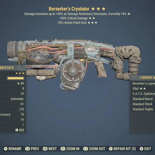 Ber50c25 Cryolator - Fallout 76 Game Items - Gameflip