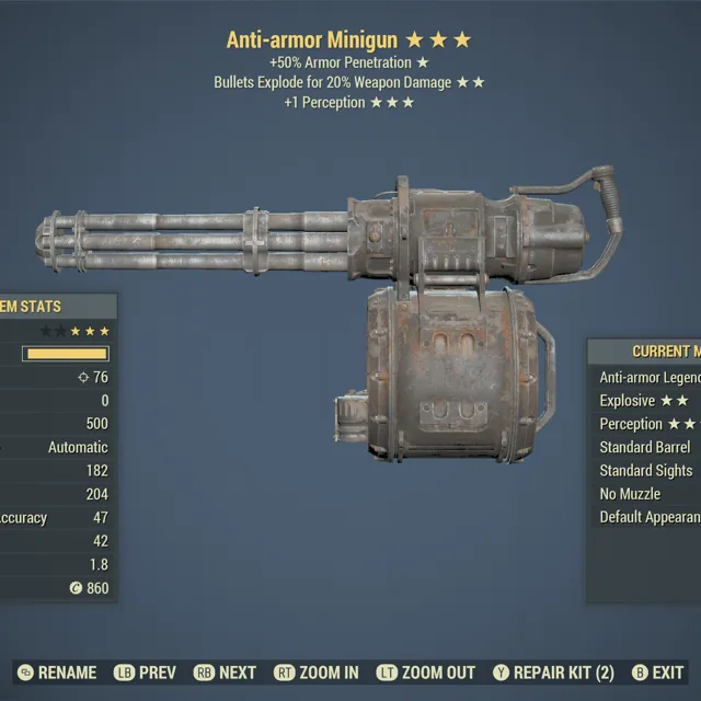 AAE 1P Minigun - Fallout 76 Game Item - Gameflip