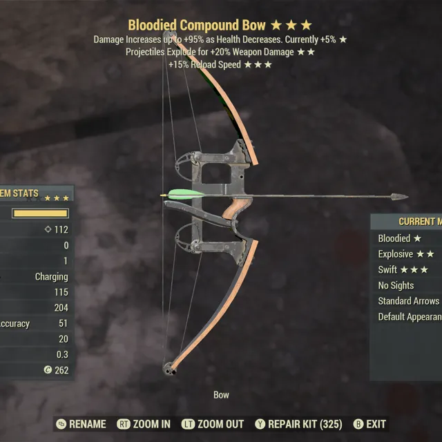 BE15 Compound Bow - Fallout 76 Game Item - Gameflip