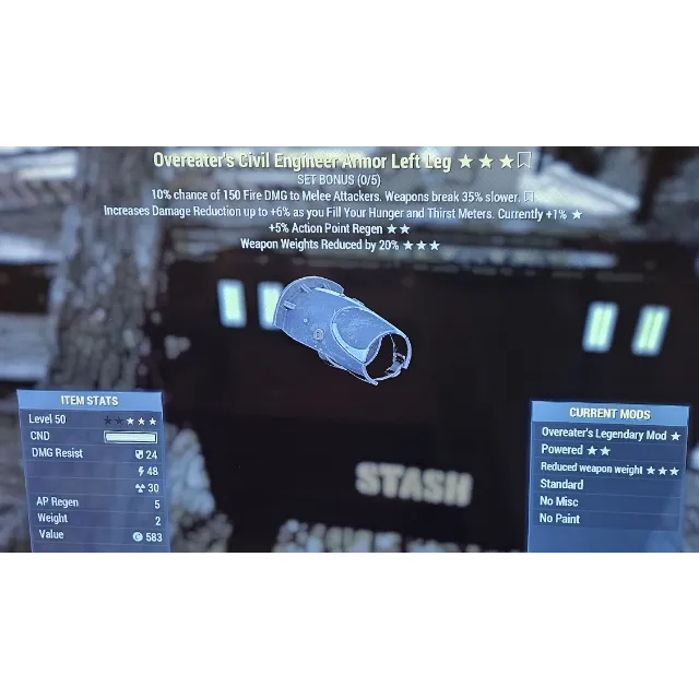 OE Overeater AP WWR Civil Eng LL - Fallout 76 Game Items - Gameflip