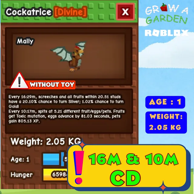 COCKATRICE (NEW PET) - Grow a Garden Game Item - Gameflip