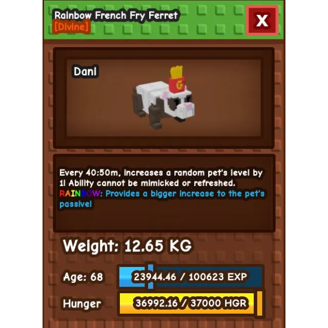 RAINBOW FRENCH FRY FERRET - Other Game Item - Gameflip