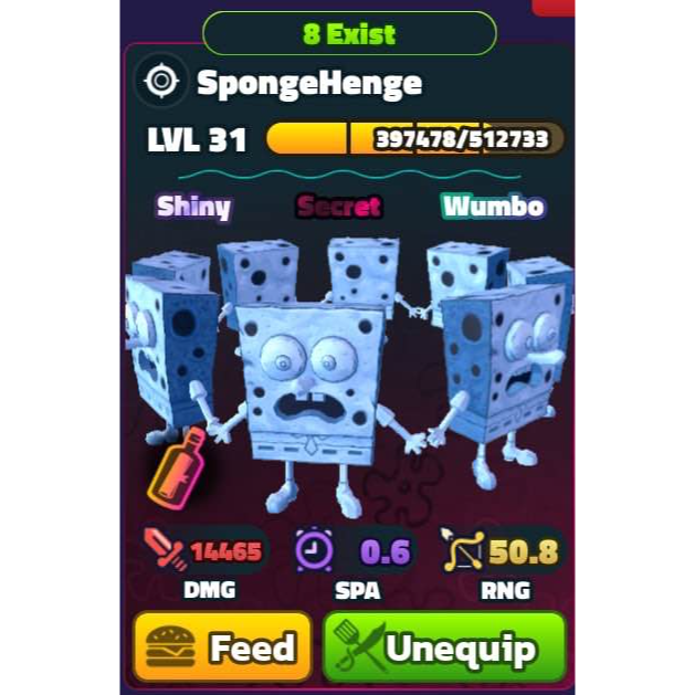 Spongebob Tower Defense | Shiny Wumbo Secret Trait Spongehenge - Other Game Item - Gameflip