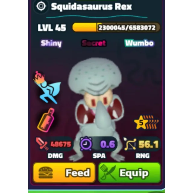 Spongebob Tower Defense | 5 Star Shiny Wumbo Neptune Crown Squidasaurus ...