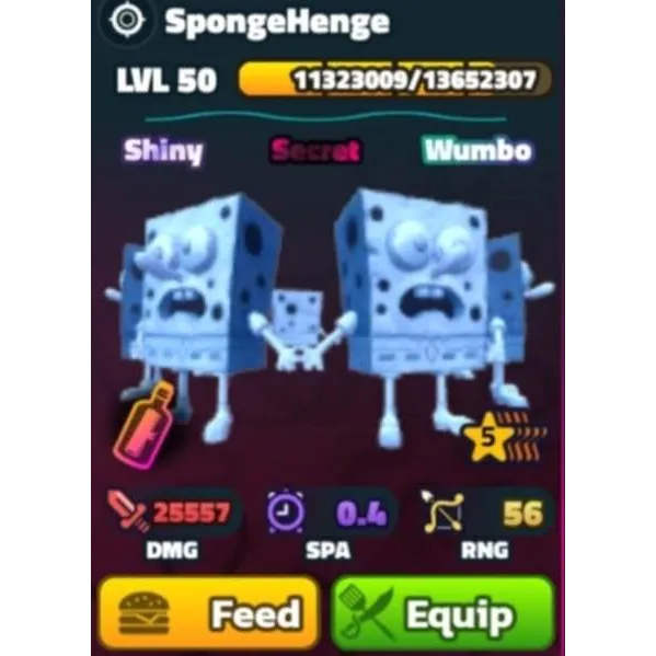 Spongebob Tower Defense | 5 Star Shiny Wumbo Secret Trait Spongehenge ...