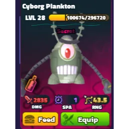 Spongebob Tower Defense | Secret Cyborg Plankton with Secret Trait ...