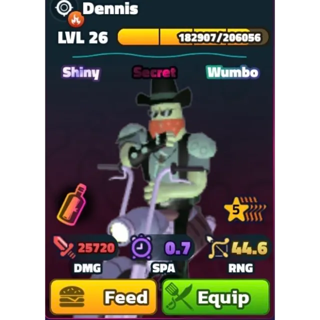 Spongebob Tower Defense | 5 Star Shiny Wumbo Secret Trait Dennis ...