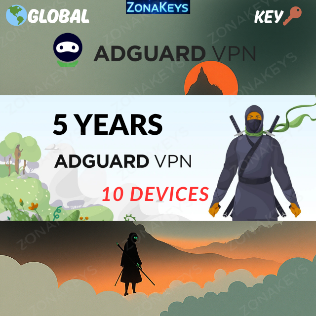 AdGuard VPN : 5 YEARS Subscription - 10 Devices🌎 GLOBAL KEY 💻Windows ...