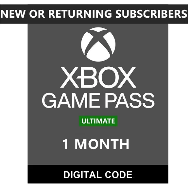Xbox 1 Month Ultimate Game Pass (US Code) - Xbox Game Pass Gift Card ...