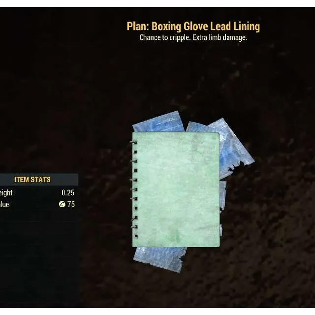Plan | Lead Lined Boxing Glove - Fallout 76 Game Item - Gameflip
