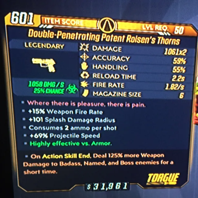 Weapon | GODROLL Double Penetrating Poten Roisens Thorns - Borderlands ...
