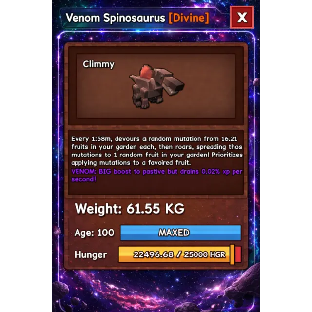 HUGE SPINOSAURUS VENOM - Grow a Garden Game Item - Gameflip