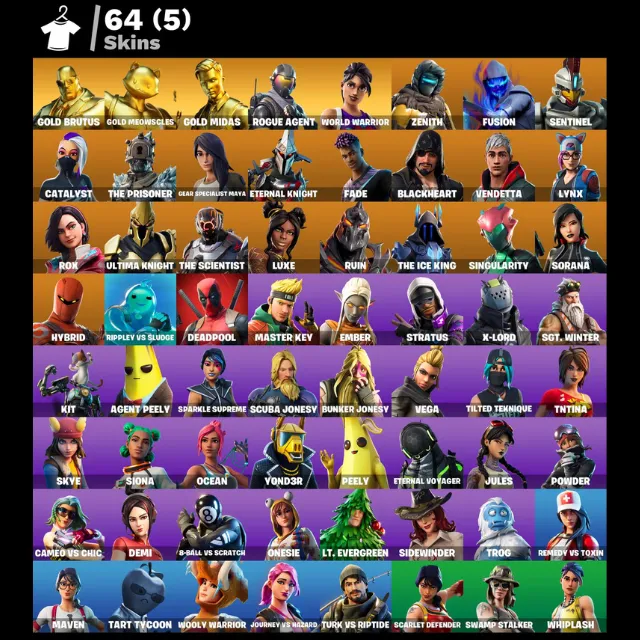 [PC] 64 skins | Gold Brutus | Gold Meowscles | Gold Midas | Rogue Agent ...