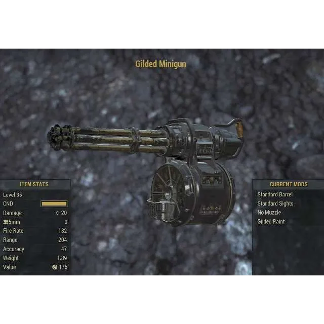 Weapon | Gilded Minigun LEGACY - Fallout 76 Game Item - Gameflip