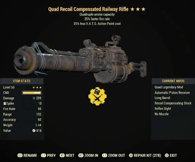 Weapon | Q 25 25 Railway - Fallout 76 Game Items - Gameflip