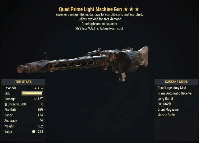 Weapon | Qe25 Light Machine Gun - Fallout 76 Game Item - Gameflip