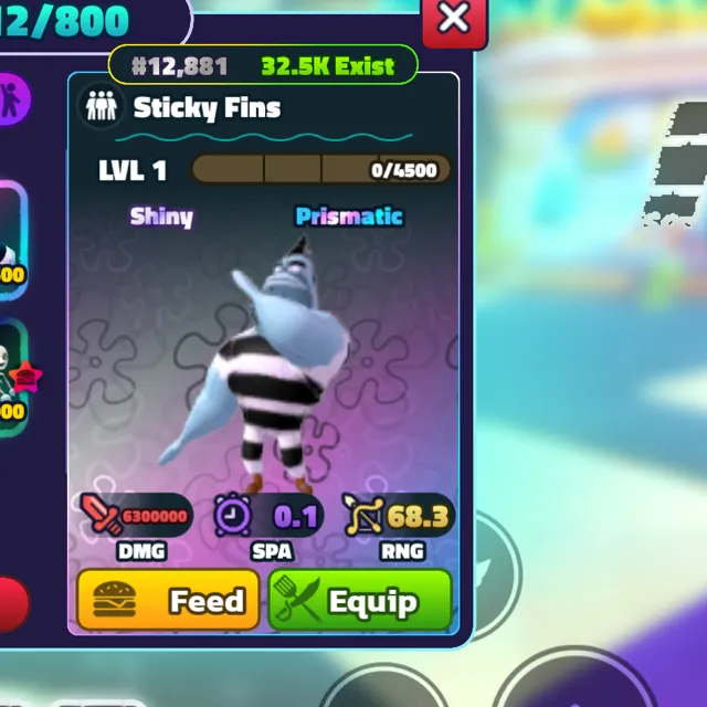 SHINY STICKY FINS - SpongeBob Tower Defense Game Item - Gameflip