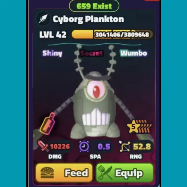 SF SHINY WUMBO CYBORG PLANKTON 5 ⭐️ - SPONGEBOB TOWER DEFENSE ...