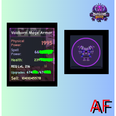Voidborn Mage Armor (66M) | DQ - Dungeon Quest Game Items - Gameflip