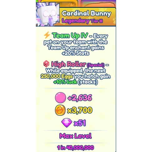 SHINY Cardinal Bunny | BGSI - Game Item - Gameflip